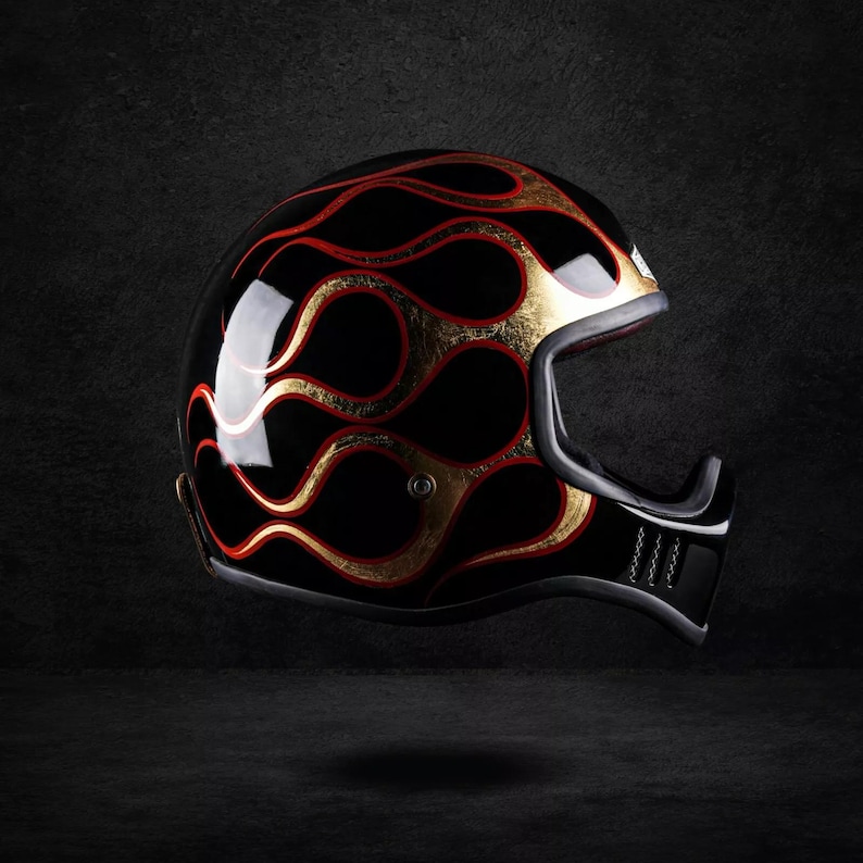 Custom Motorcycle Helmet Ultra 9 Flames for Bobber Chopper - Etsy