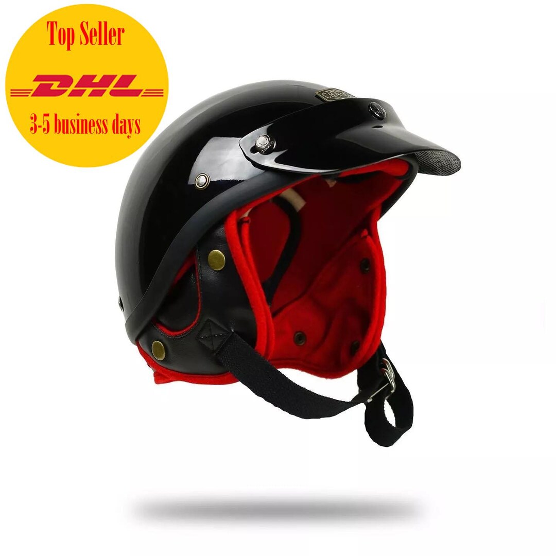 New Vintage Custom Open Face Helmet Eclipse Chopper Cafe Racer Bobber ...
