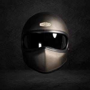 Vintage Chamber Custom Helmet Bullhead Grey Matte for Cafe Racer ...
