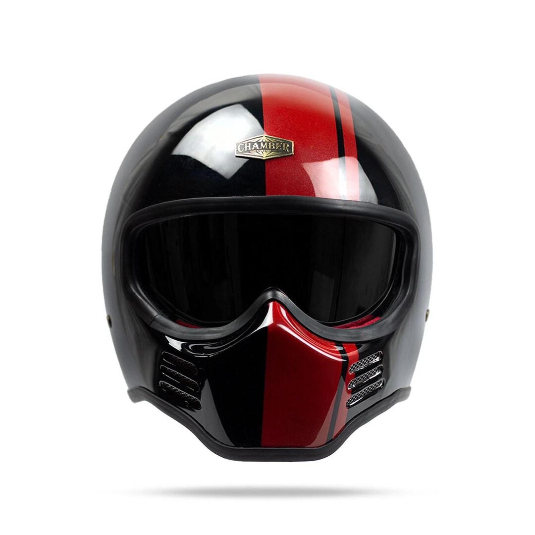 Custom Motorcycle Helmet: Red Lines, Cafe Racer, Chopper - Etsy