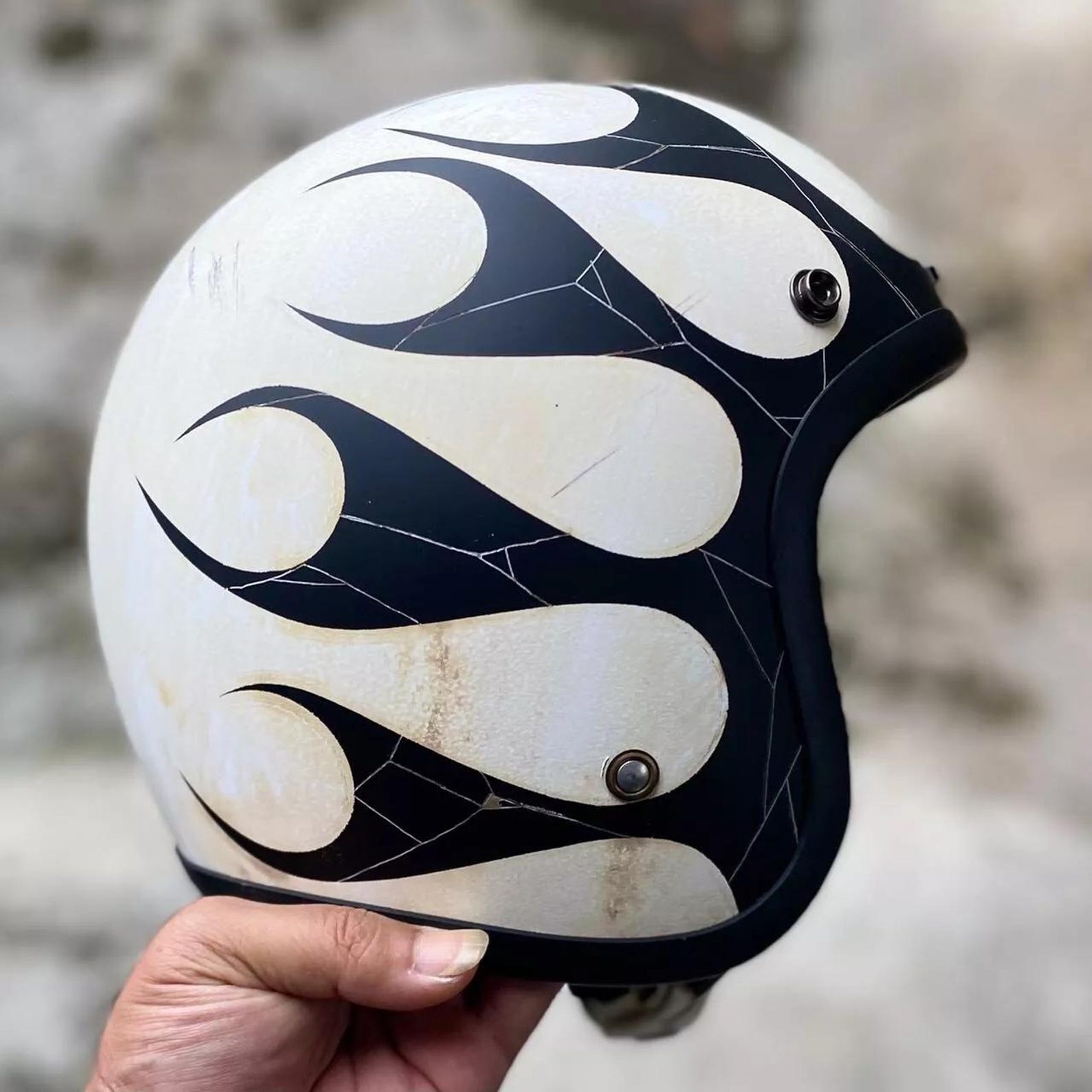 Sale ! Vintage Custom Helmet Slimhead 500TX Patina Flames for VESPA ...