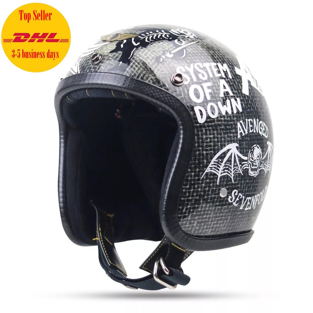 Custom Vintage Open Faced Helmet Slimhead TX500 RAW BOBBER CHOPPER ...