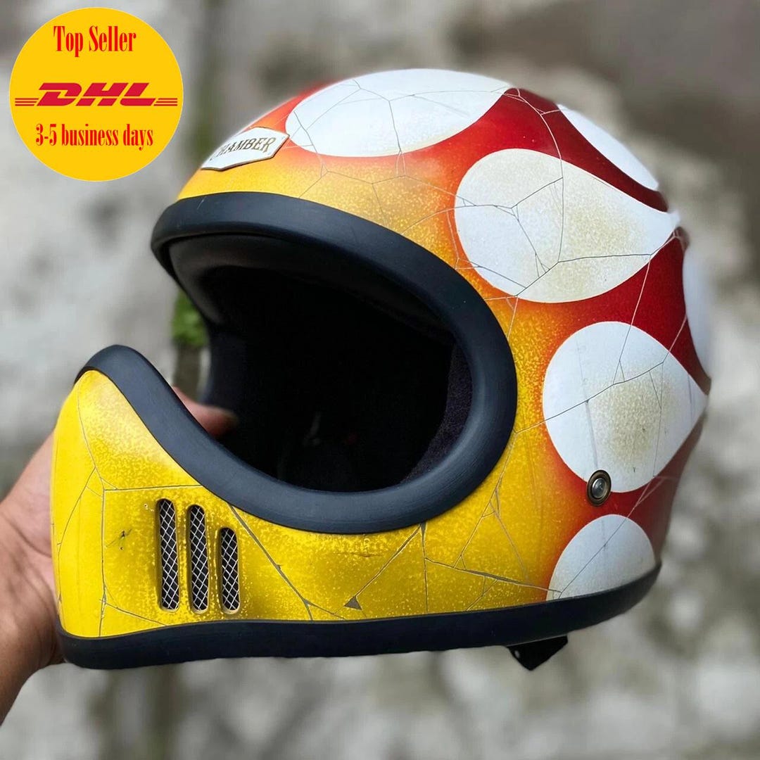 Custom Motorcycle Helmet Orion Crack Patina Flames for Cafe Racer ...
