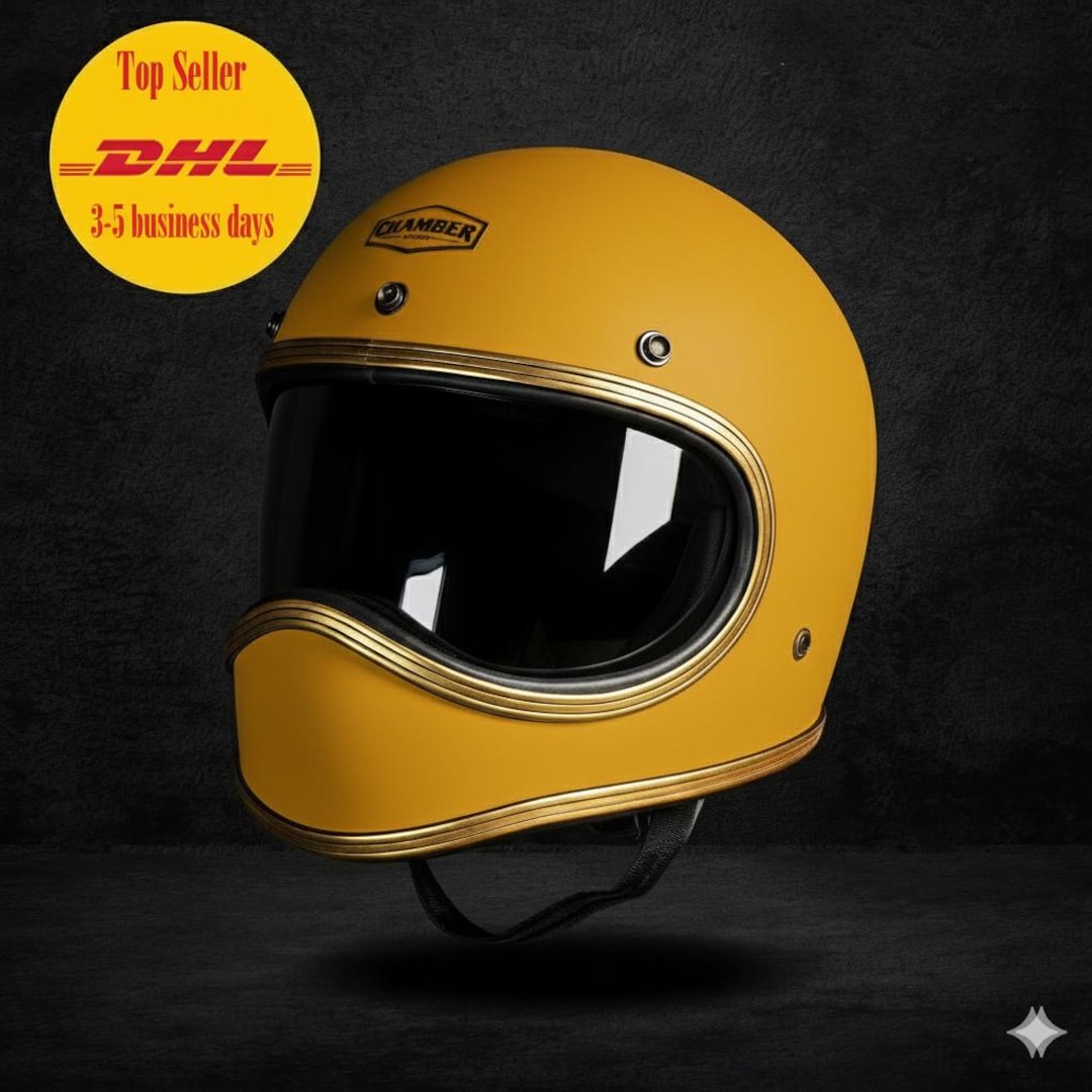 Custom Motorcycle Helmet Cosmic Yellow Matte for Bobber Chopper - Etsy