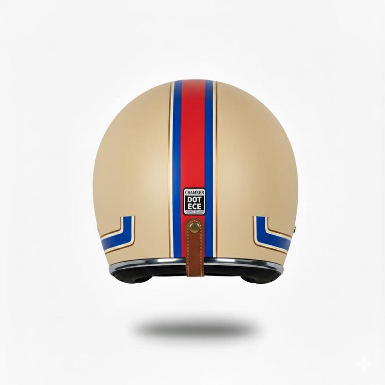 Vintage Cream Motorcycle Helmet: Retro Stripes, Bobber Chopper Style - Etsy