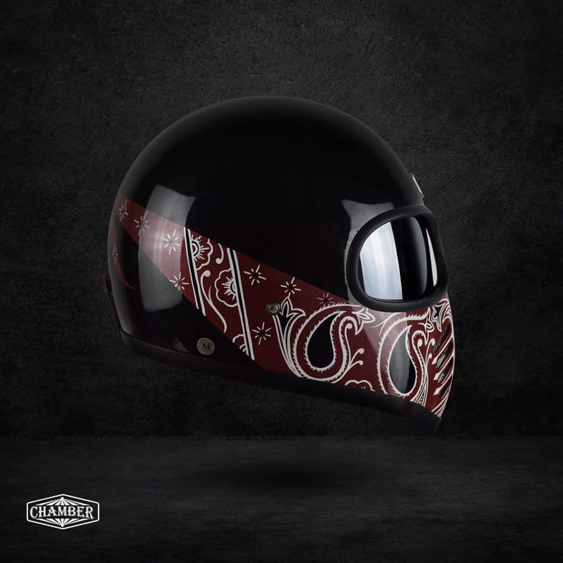 Best Seller ! Vintage Custom Helmet XF-GP Bandana Red Bobber Chopper ...
