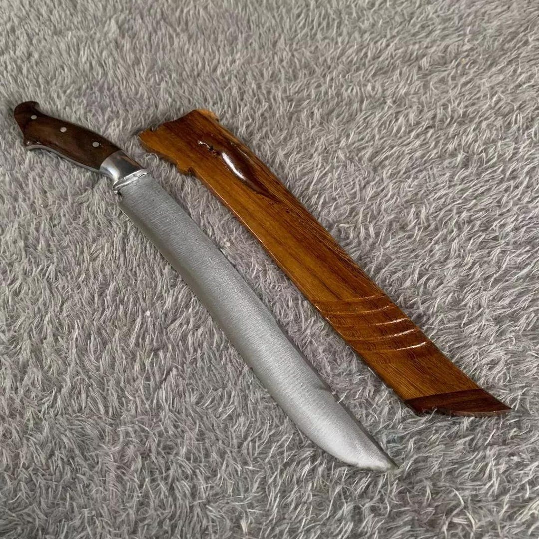 Traditional Ethnic Machete Sharp Steel Knife Johar Wooden Sheath ...