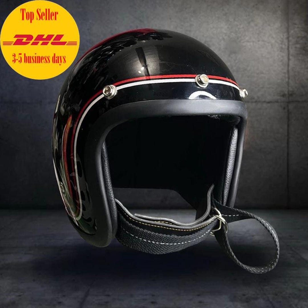New ! Open Face Vintage Custom Helmet Slimhead 500TX Gold Leaf ...