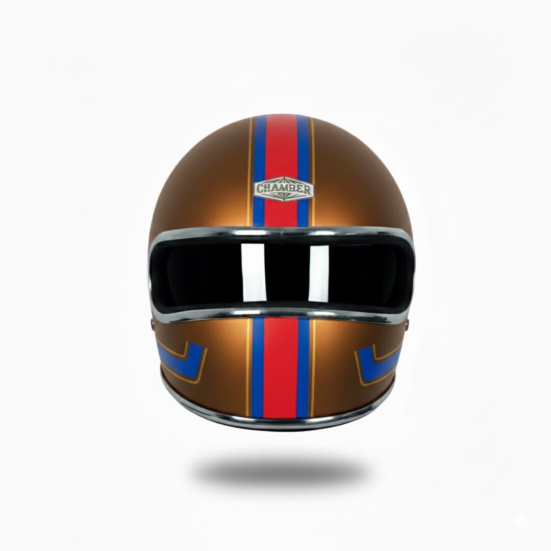 Motorcycle Helmet Juggernaut Brown : Retro Striped Bobber - Etsy