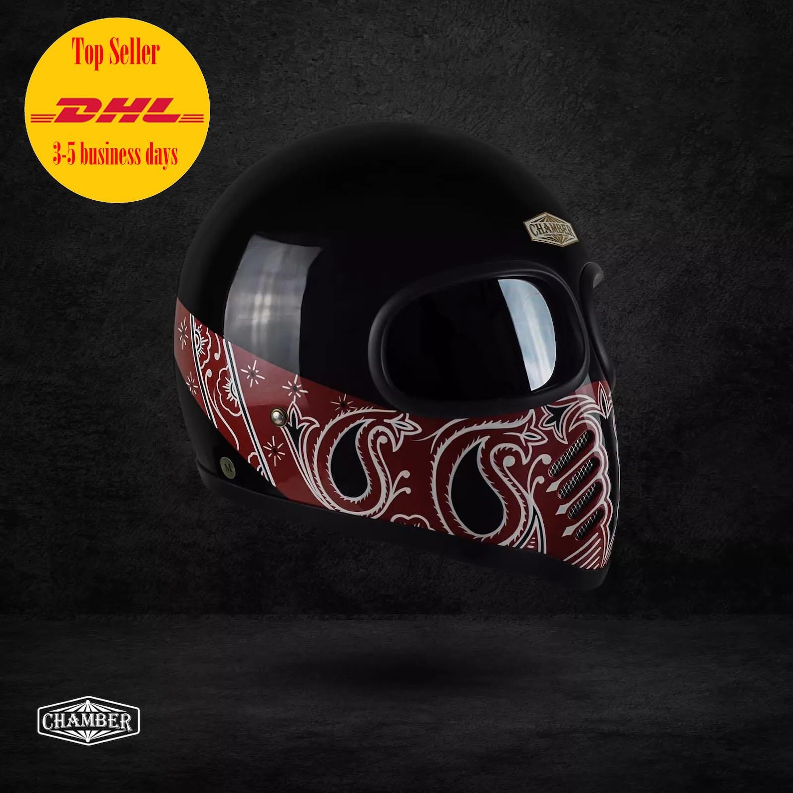 Best Seller ! Vintage Custom Helmet XF-GP Bandana Red Bobber Chopper ...