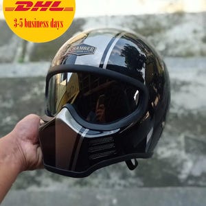 Custom Motorcycle Cafe Racer Helmet: MT ZERO Silver Lines - Etsy UK
