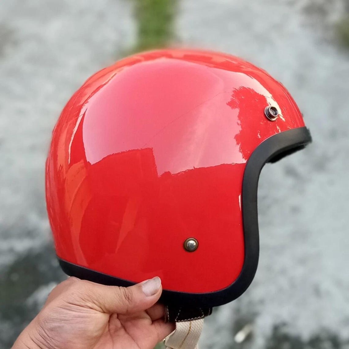 Sale ! Custom Helmet Slimhead 500TX Red for Chopper Bobber Cafe Racer ...