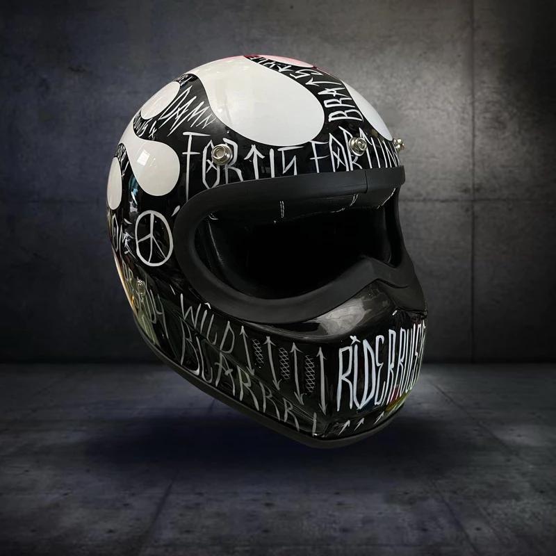 New ! Full Face Vintage Custom Helmet Orion Gold Flame BOBBER CHOPPER ...