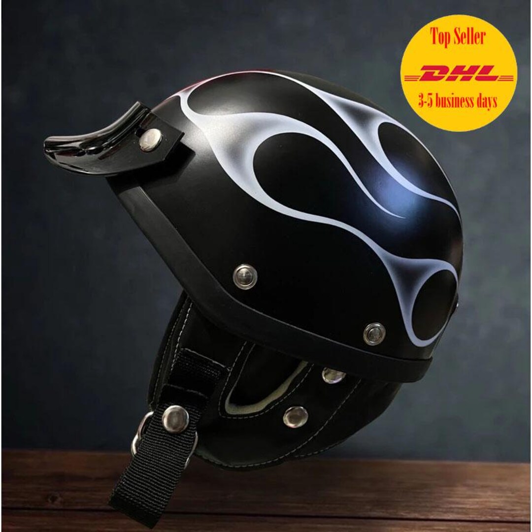 New !!! Vintage Custom Open Face Helmet Chip Custom Ghost Flame Chopper ...