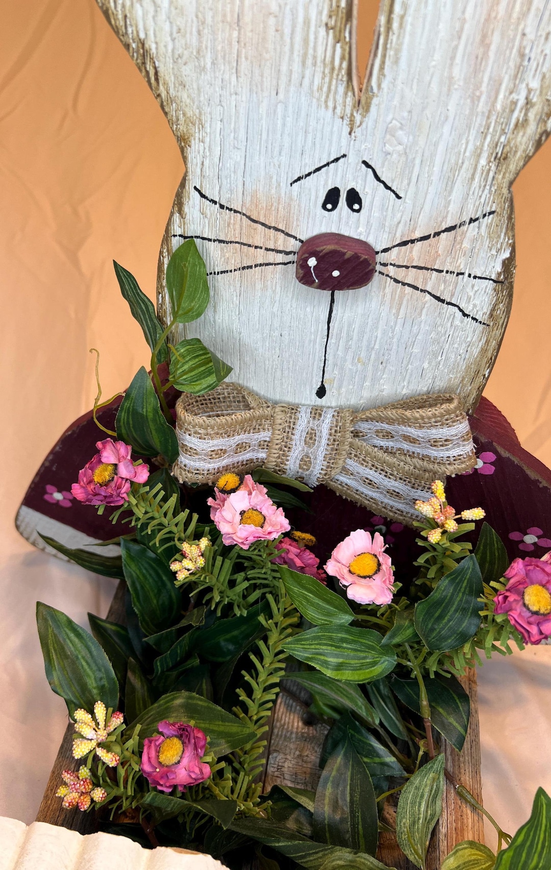 Wood Planter Bunny, Planter Rabbit, Farmhouse Style Deco, 16 1/2 Inches ...