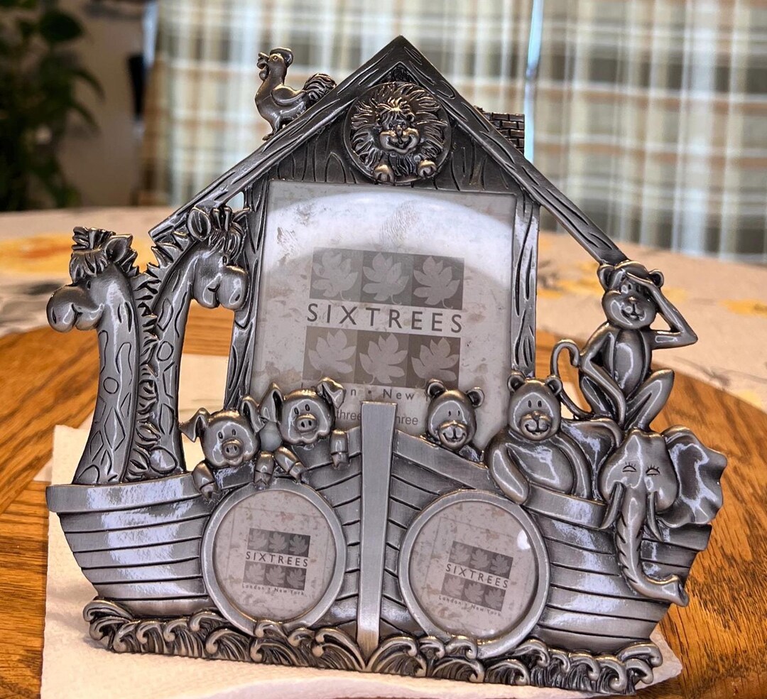 Vintage, Pewter, 3D Tabletop Picture Frame, Noha's Ark Theme, Three ...
