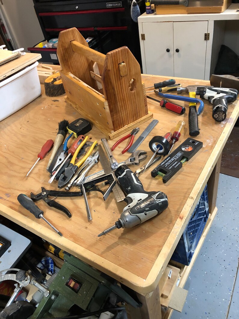 Old Time Carpenters Tool Box, Wood Tool Caddy, Handmade Wood, Fathers ...
