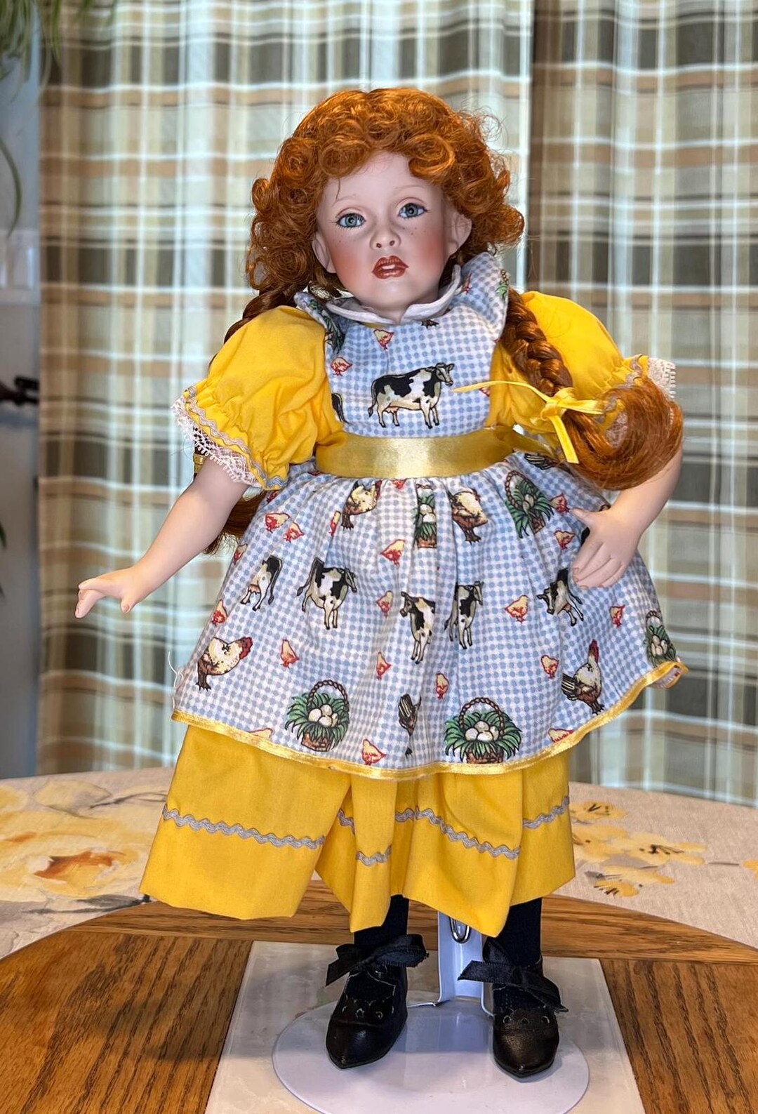 13" Inch, Bisque Doll With Braided Red Hair and a Few Freckles, Neck ...