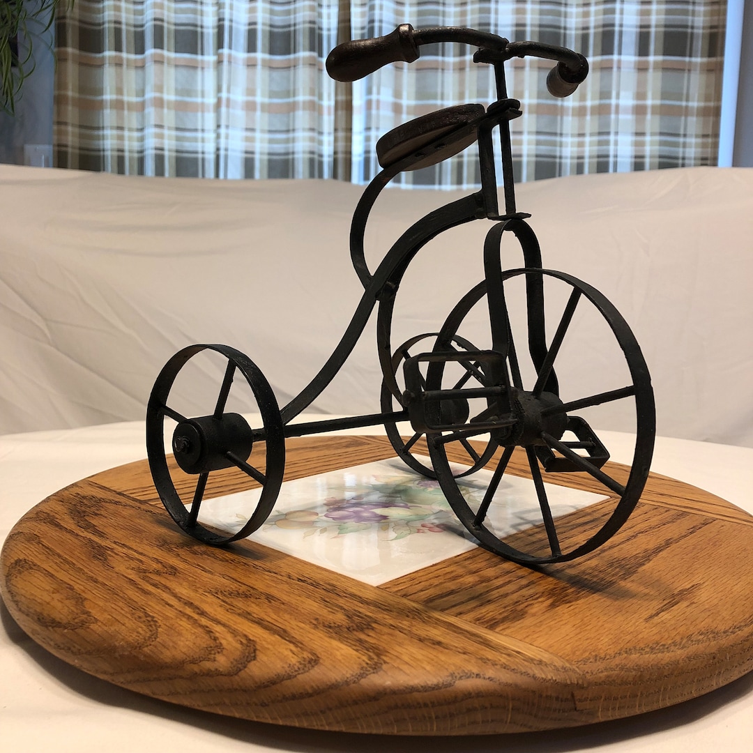Vintage Iron Tricycle, Metal Trike With Wood Seat and Hand Grips - Etsy
