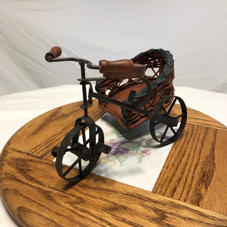 Vintage Tricycle Sidecar Rickshaw, Wicker, Iron, Wood - Etsy