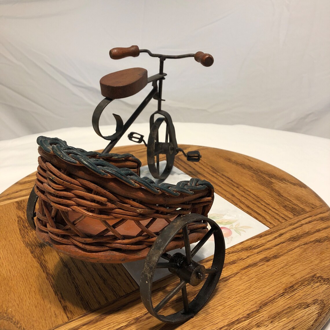 Vintage Tricycle Sidecar Rickshaw, Wicker, Iron, Wood - Etsy