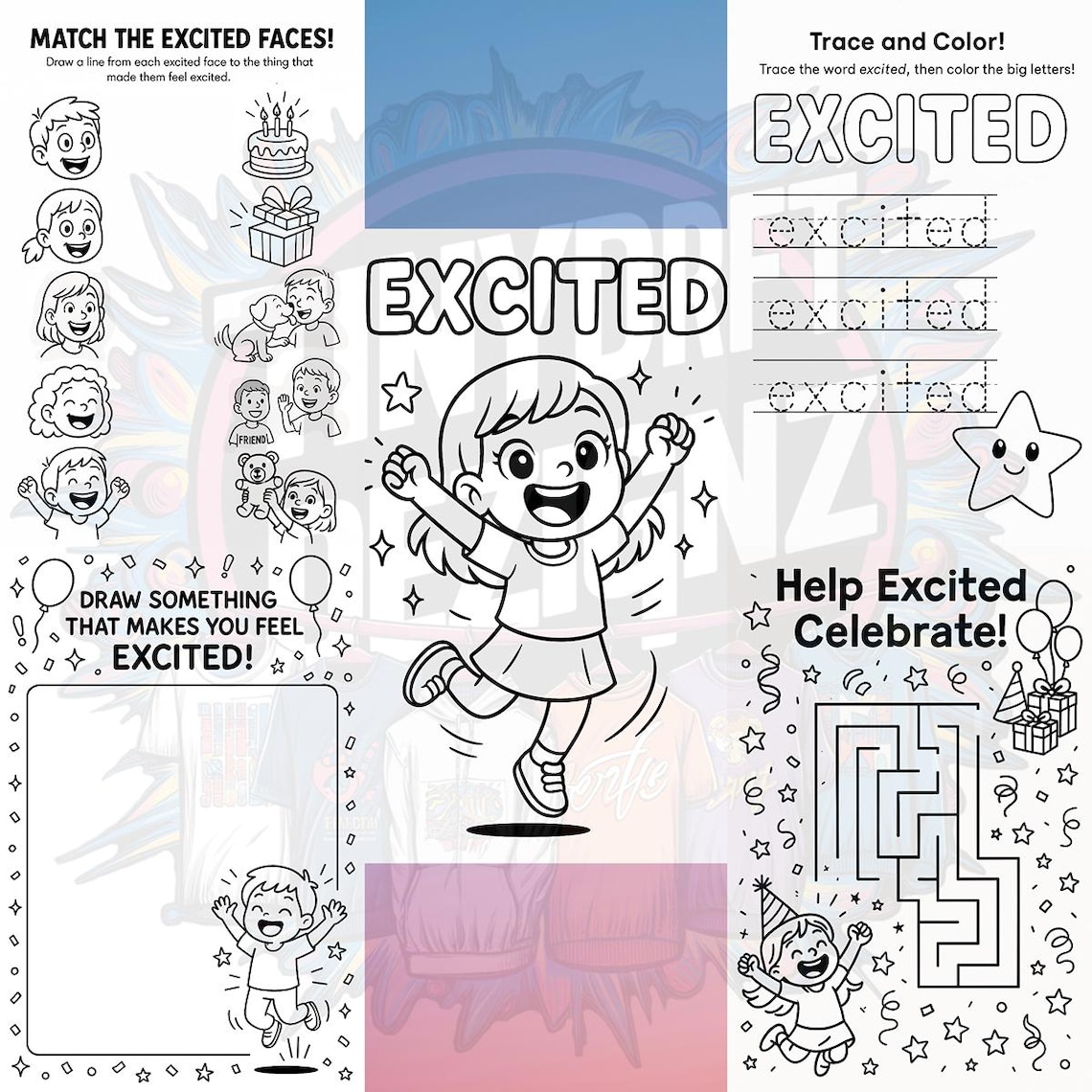 Children’s Emotions Digital Coloring Pages & Worksheets, Printable ...