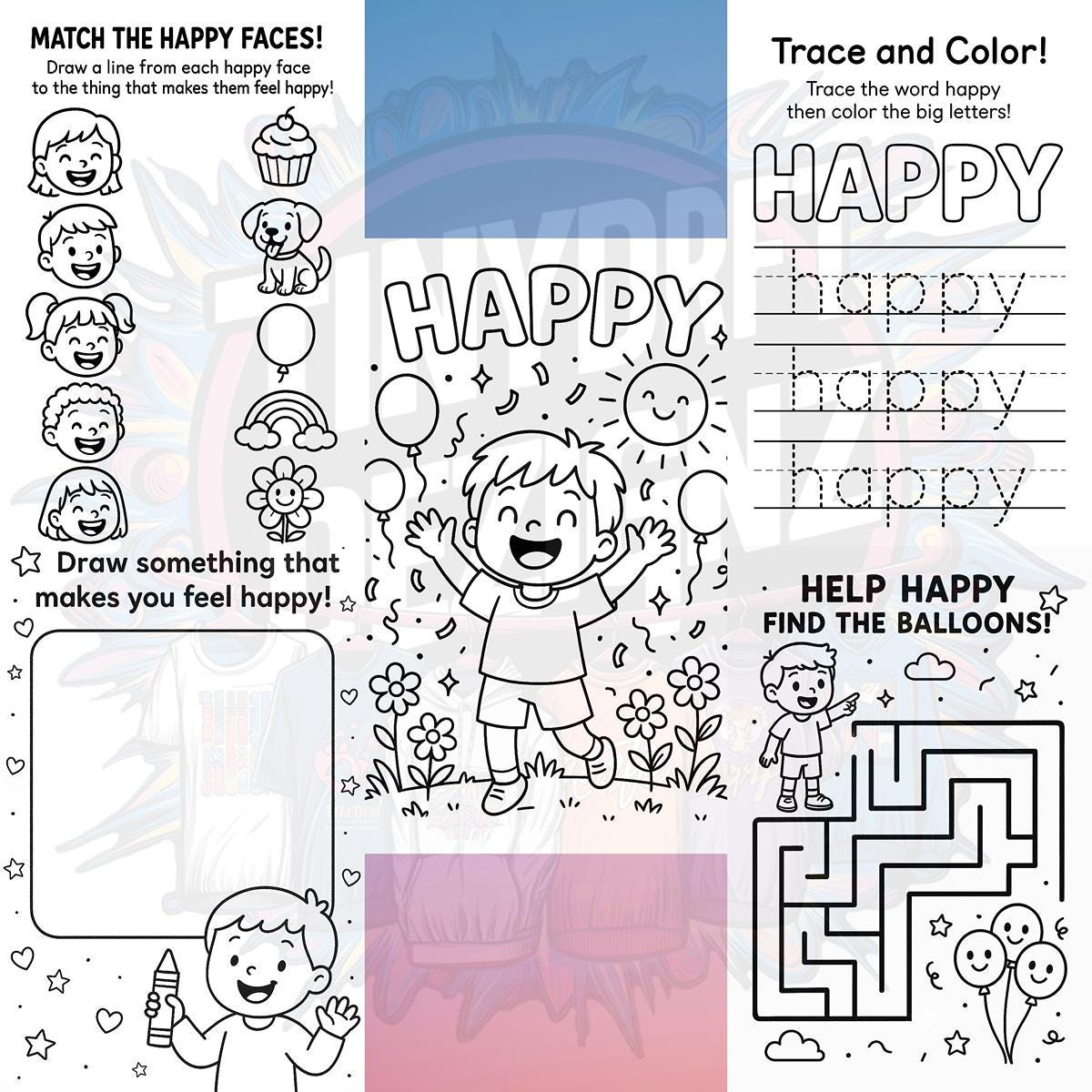 Children’s Emotions Digital Coloring Pages & Worksheets, Printable ...