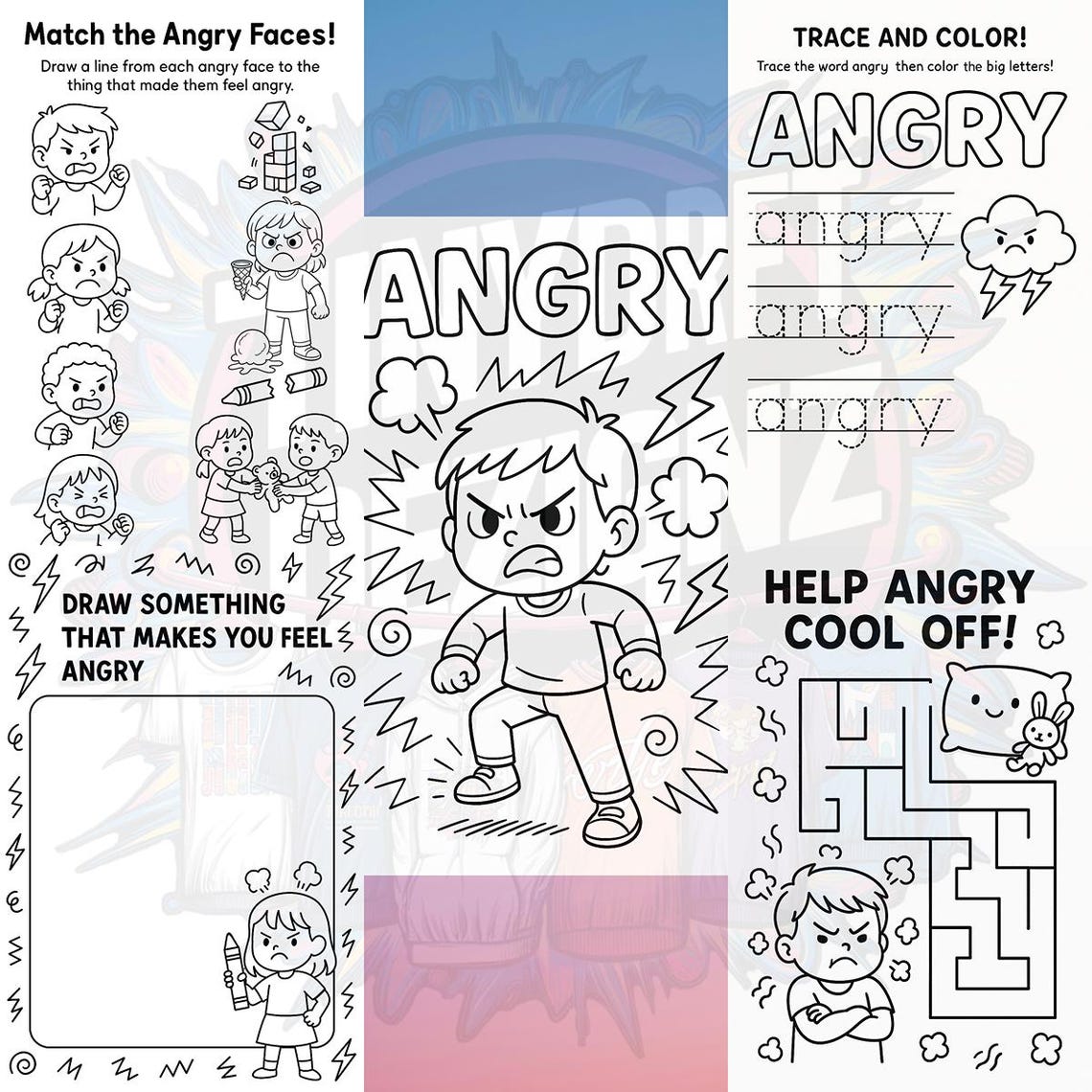 Children’s Emotions Digital Coloring Pages & Worksheets, Printable ...