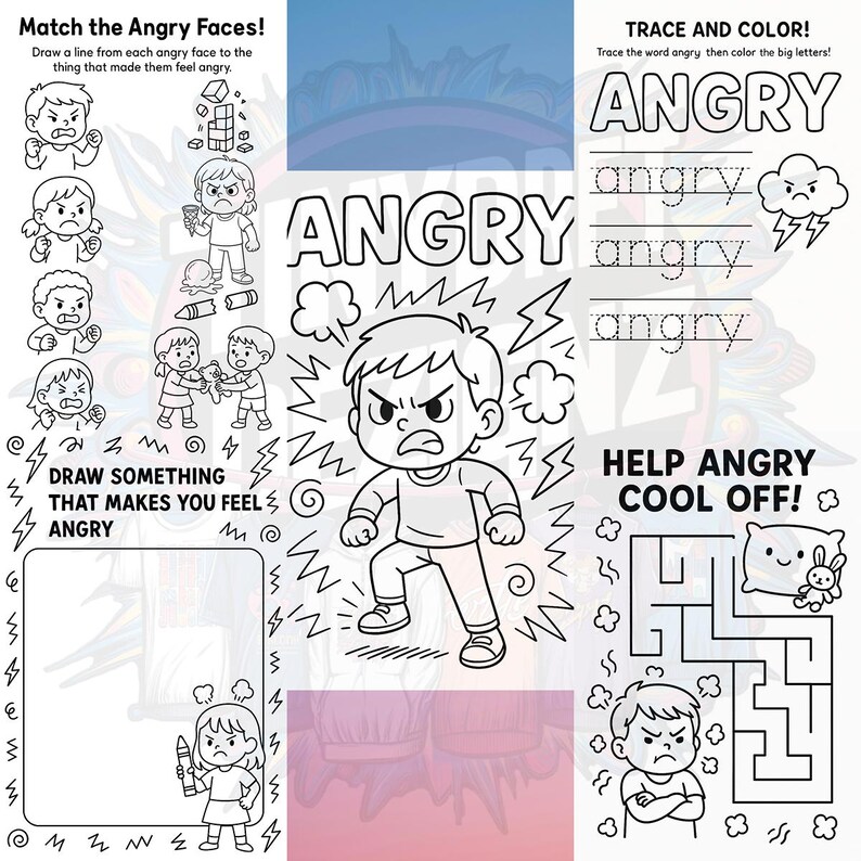 Children’s Emotions Digital Coloring Pages & Worksheets, Printable ...