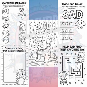 Children’s Emotions Digital Coloring Pages & Worksheets, Printable ...