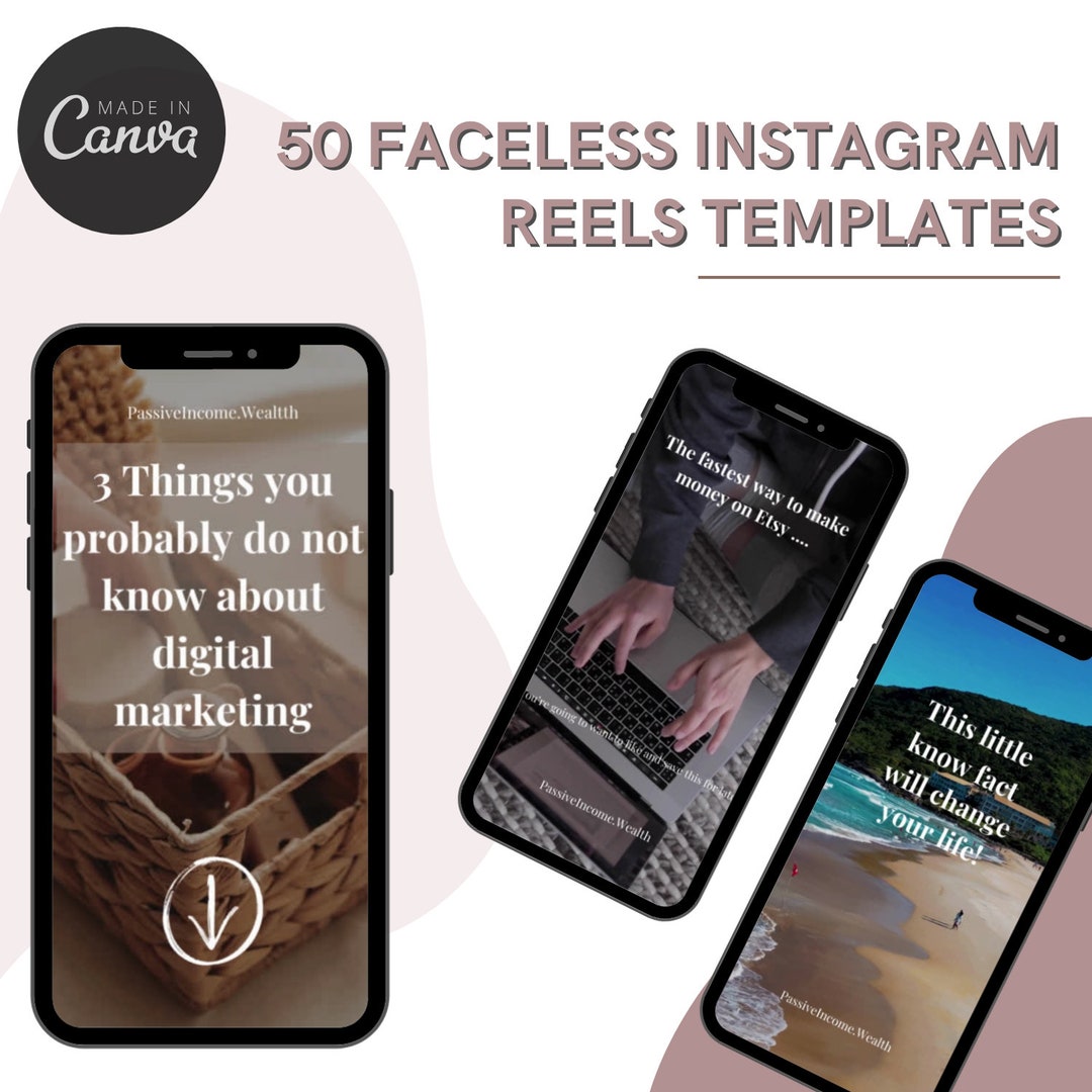 Faceless Instagram Reel Templates, 50 Canva Reel Templates, Faceless ...