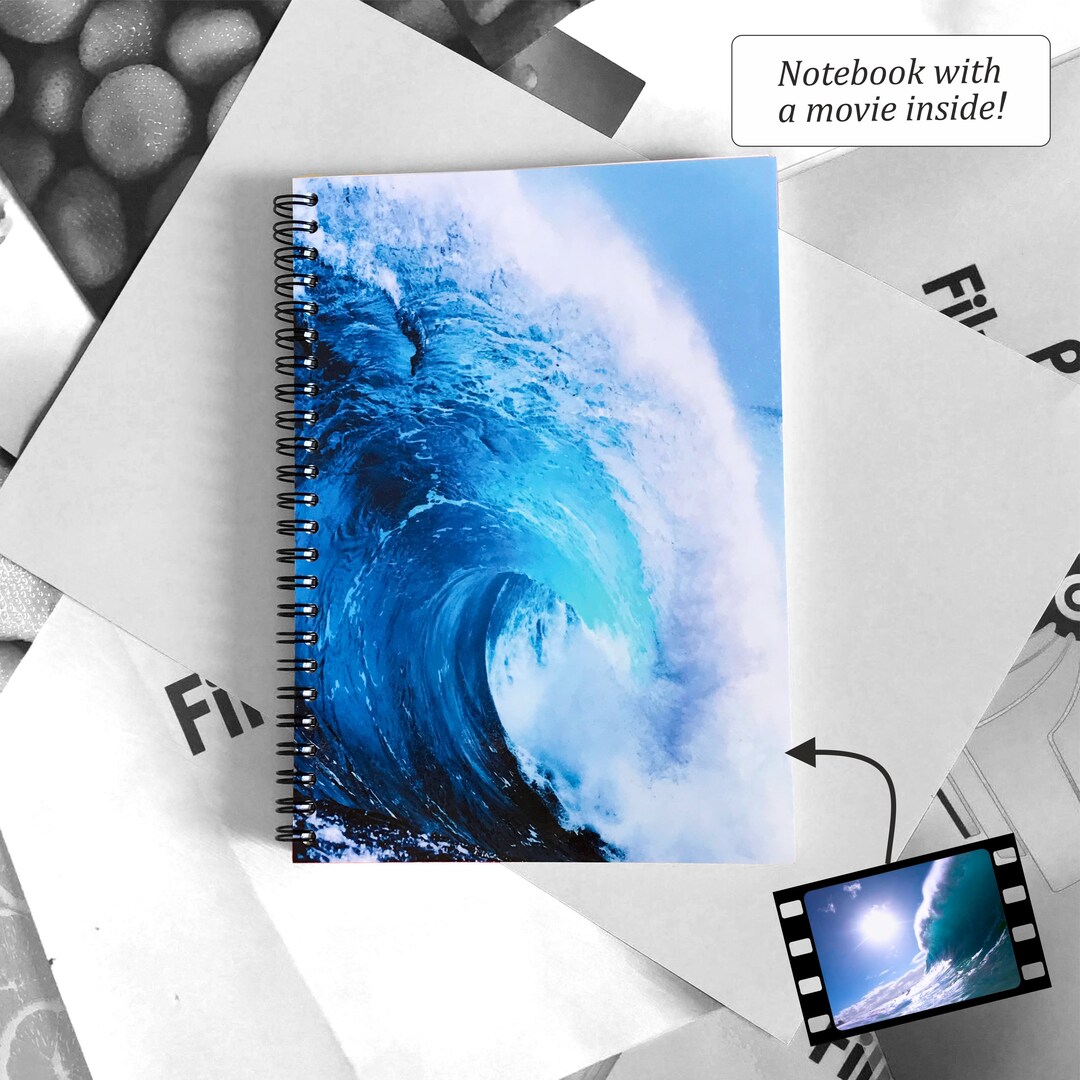 Notebook With a Movie Inside wave, A5 Notebook, Personalized Notebook ...