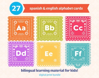 Spanish & English Alphabet Flashcards | Bilingual Flashcards | Spanish ...
