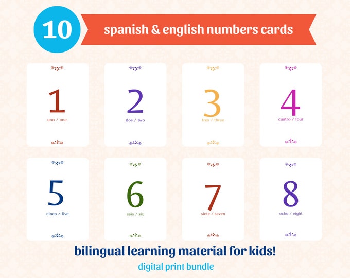 Printable Bilingual Number Flashcards | Mini Counting Cards | Number 1 ...