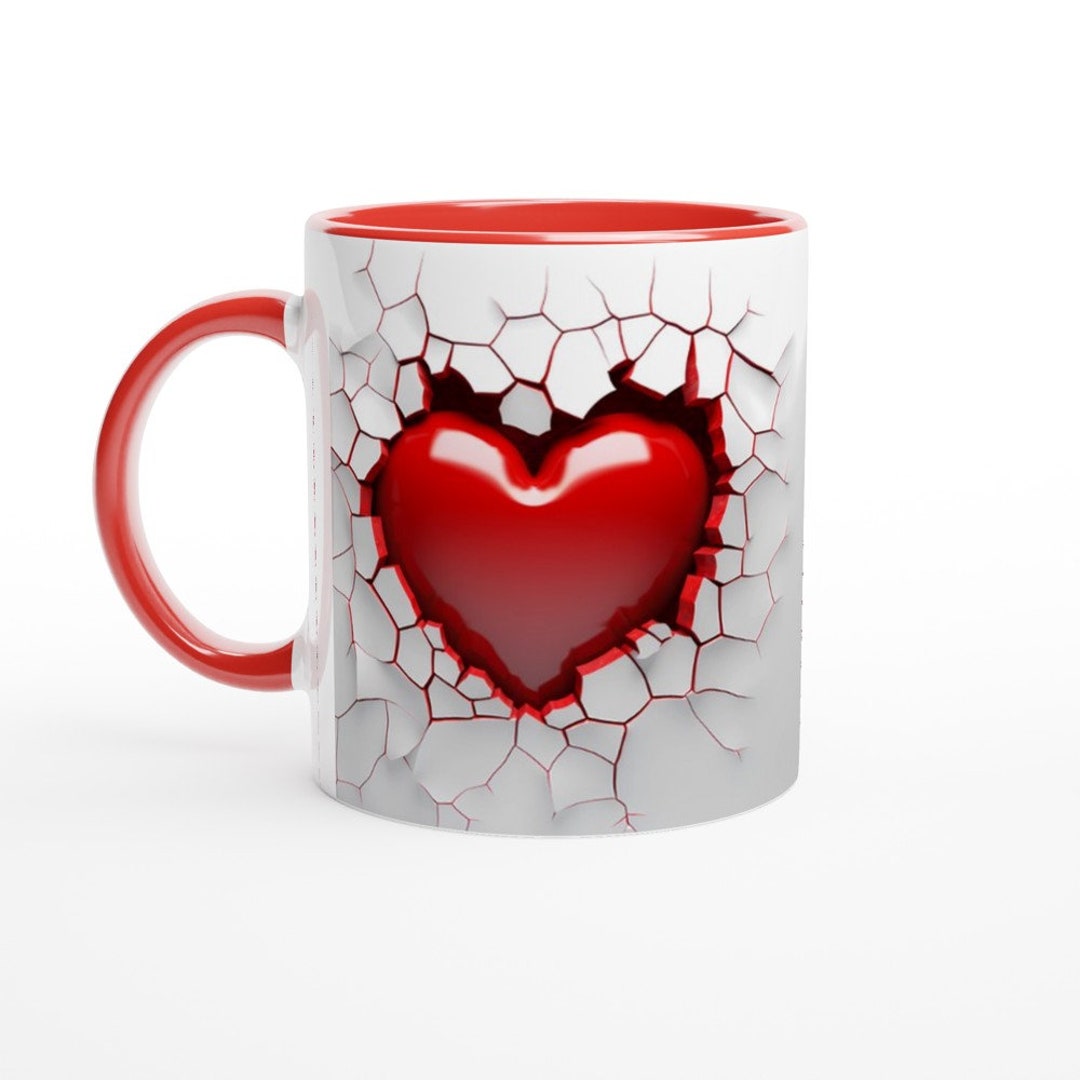 3d Effect Heart 11oz Ceramic Mug - Etsy