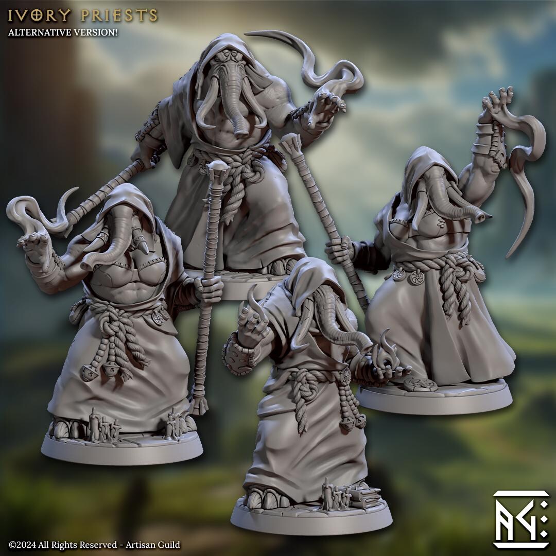 Elephant Priests Miniature Set: Dungeons and Dragons, Pathfinder ...