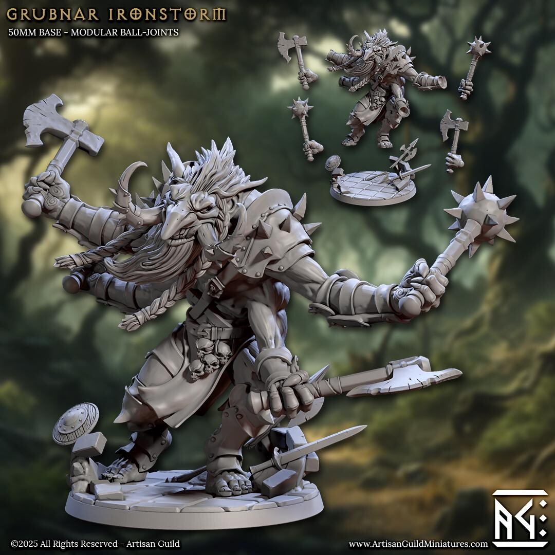 Four-armed Troll Hero Miniature | Resin 3D Printed Fantasy Mini for ...