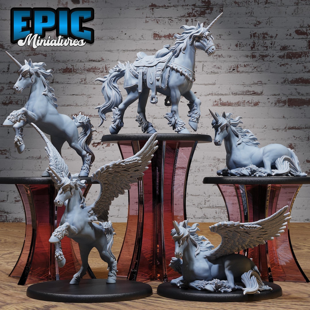 Classic Fantasy Unicorn/pegasus Miniature, Dungeons and Dragons, 28MM ...