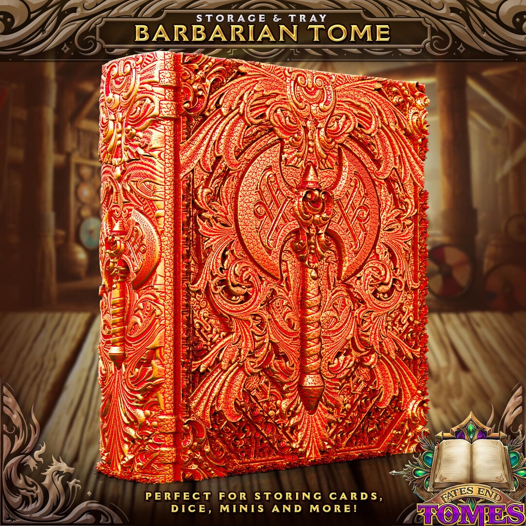 Barbarian Tome Storage Box: 3D Printed PLA Dice & Card Vault - Etsy