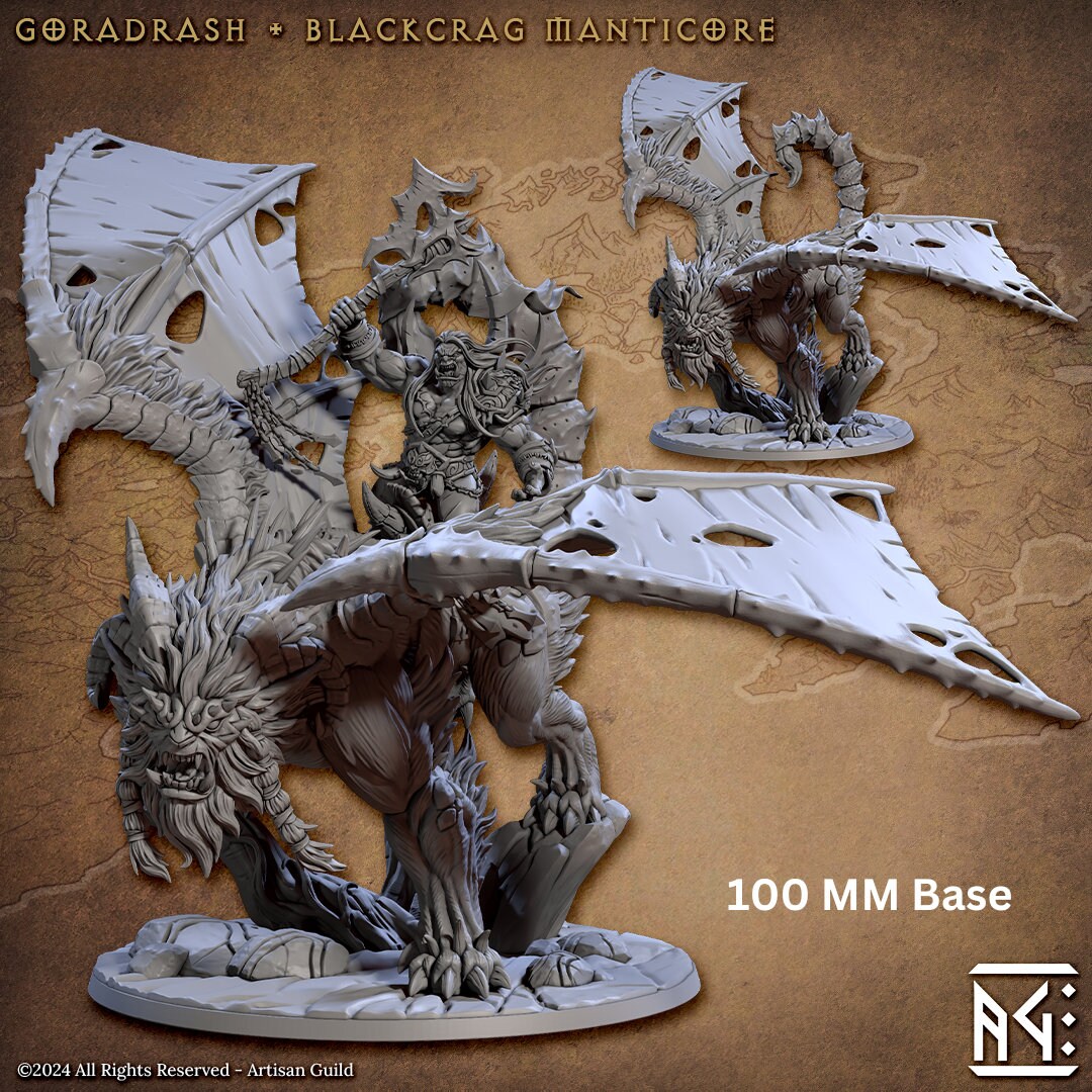 Manticore Mount Orc Warlord Miniature: 32MM Heroic Scale, D&D ...