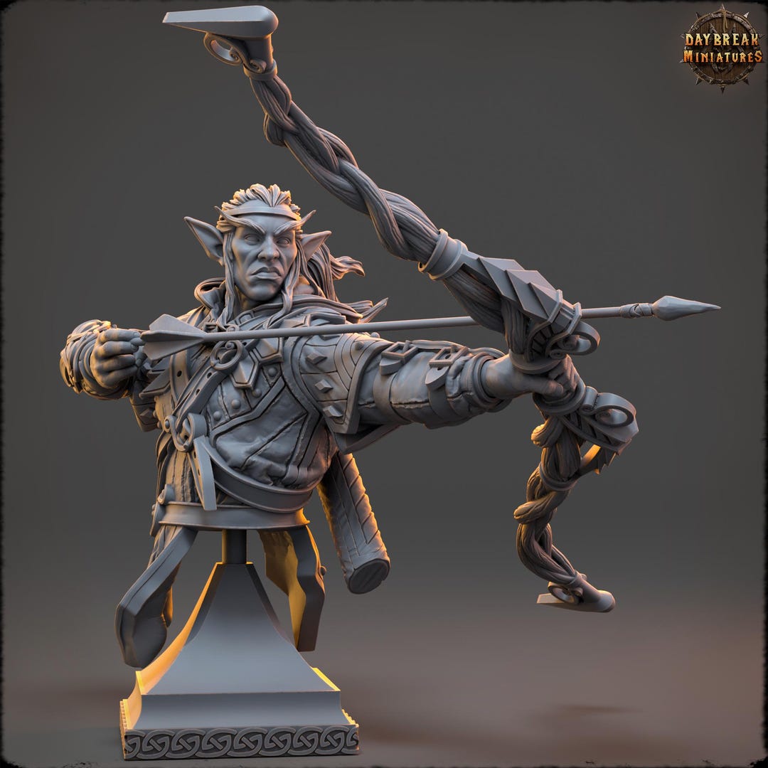 Elven Archer Bust: Resin 3D Printed Model for Painting - Etsy