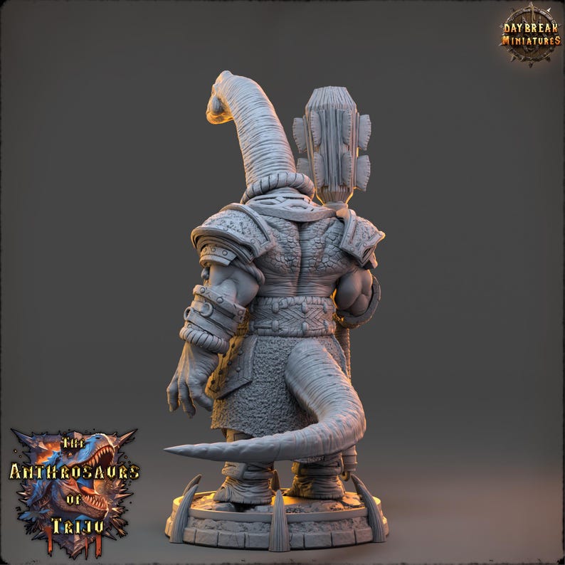 Mace Wielding Long Neck Dinosaur Fighter | 32mm or 75mm Resin Printed ...