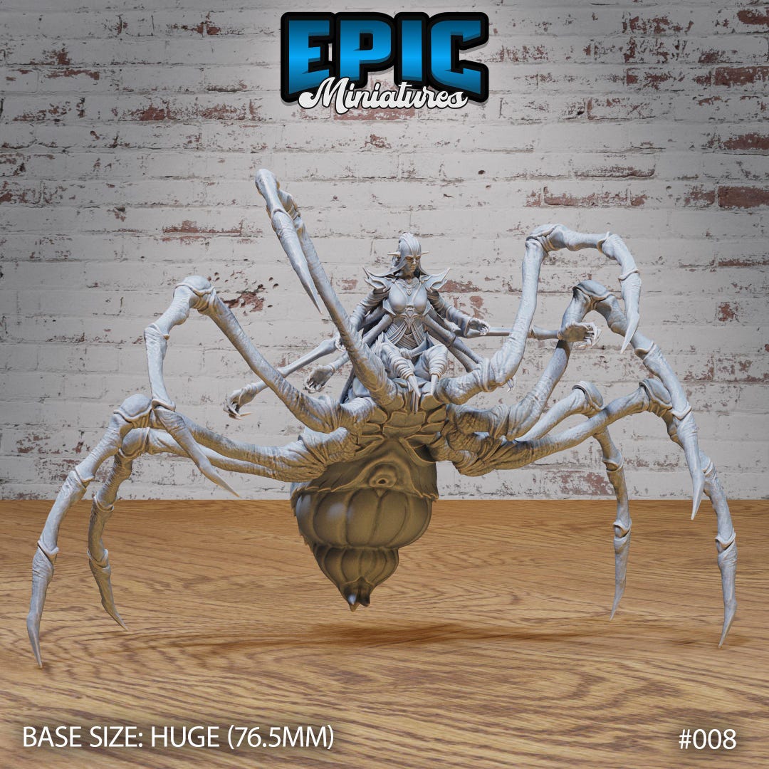 Attacking Huge Drider Spider Elf D&D Mini - Tabletop Roleplaying Game Figure - Etsy
