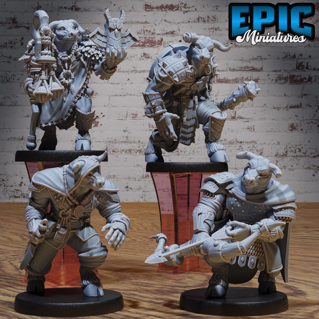 Minotaur Miniature: Rogue, Druid, Archer, Bandit - D&D, Pathfinder ...