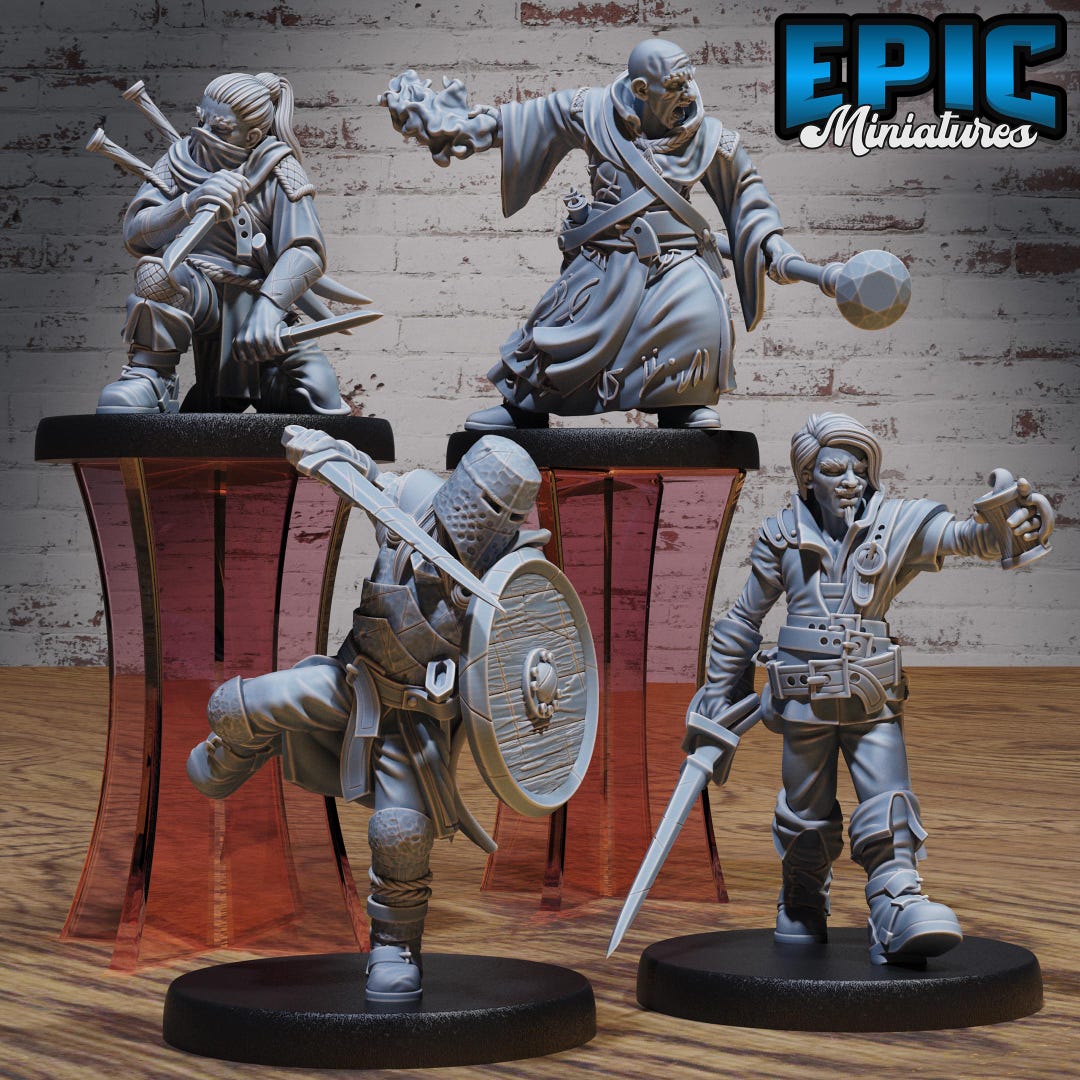Tavern NPC Miniatures: Knight, Assassin, Scoundrel, Sorcerer - D&D ...