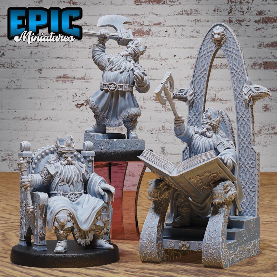 Dwarf King Dungeons and Dragons Pathfinder Wargaming TTRPG Miniature ...