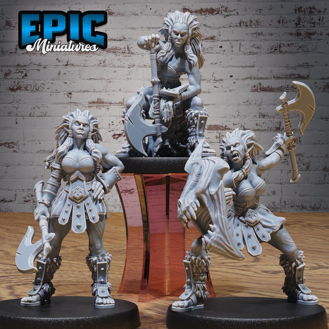 Female Half-orc Fighter Dungeons and Dragons Pathfinder Wargaming TTRPG Miniature 28MM or 32MM ...