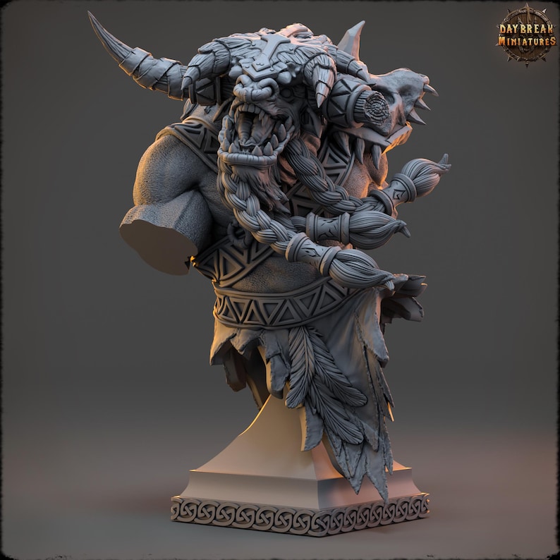 3D Printed Resin Minotaur Bust: Fantasy Model for Painting - Etsy