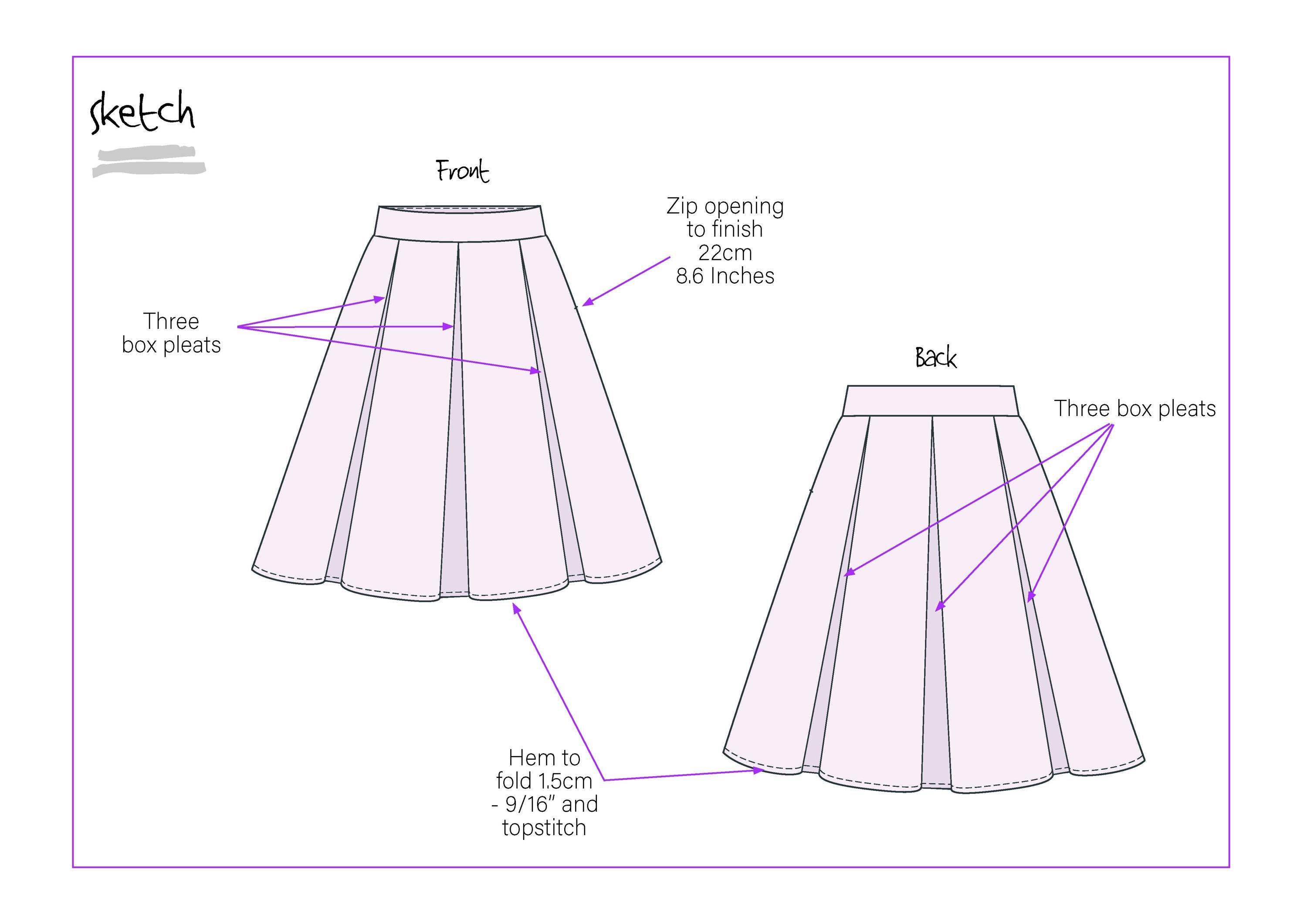 Pleated Skirt Sewing Pattern | PDF Sewingpattern | Midi Wedding Skirt ...