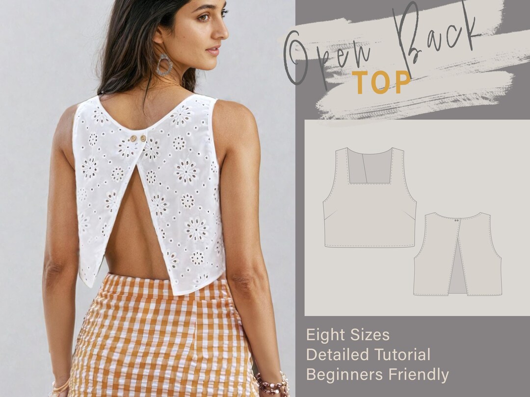 Top Sewing Pattern With Open Back | Summer Top PDF Pattern | Beginner ...